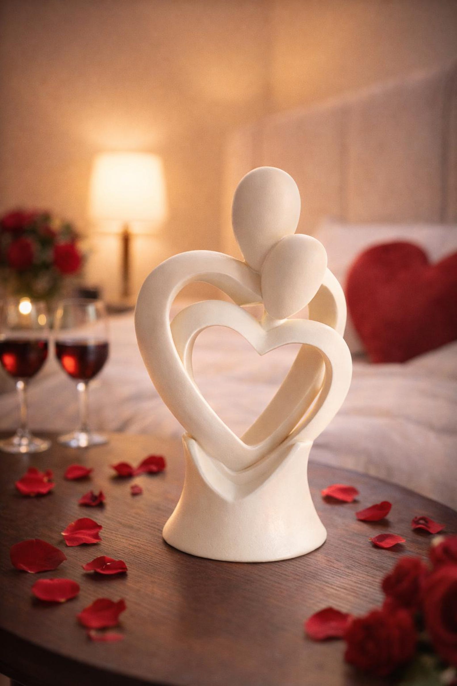Infinity Heart Couple Statue, Abstract Lovers Sculpture, Romantic ...
