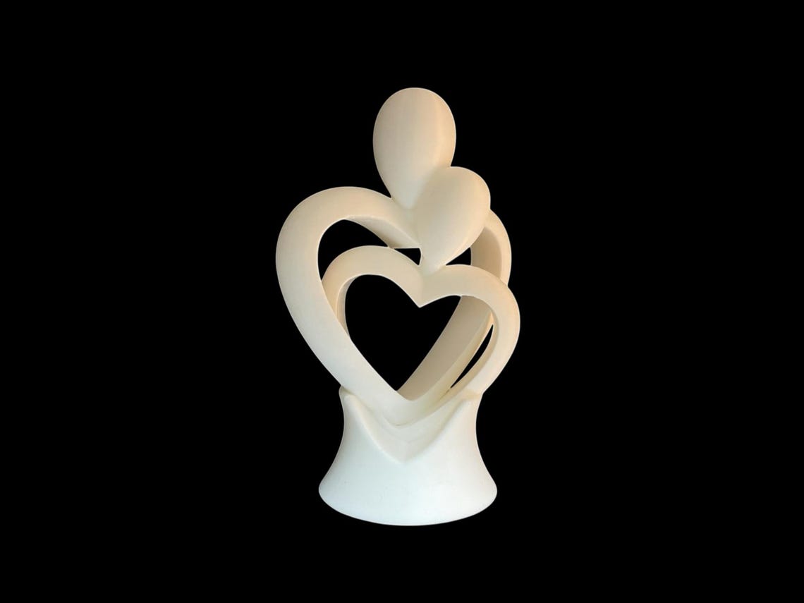 Infinity Heart Couple Statue, Abstract Lovers Sculpture, Romantic ...