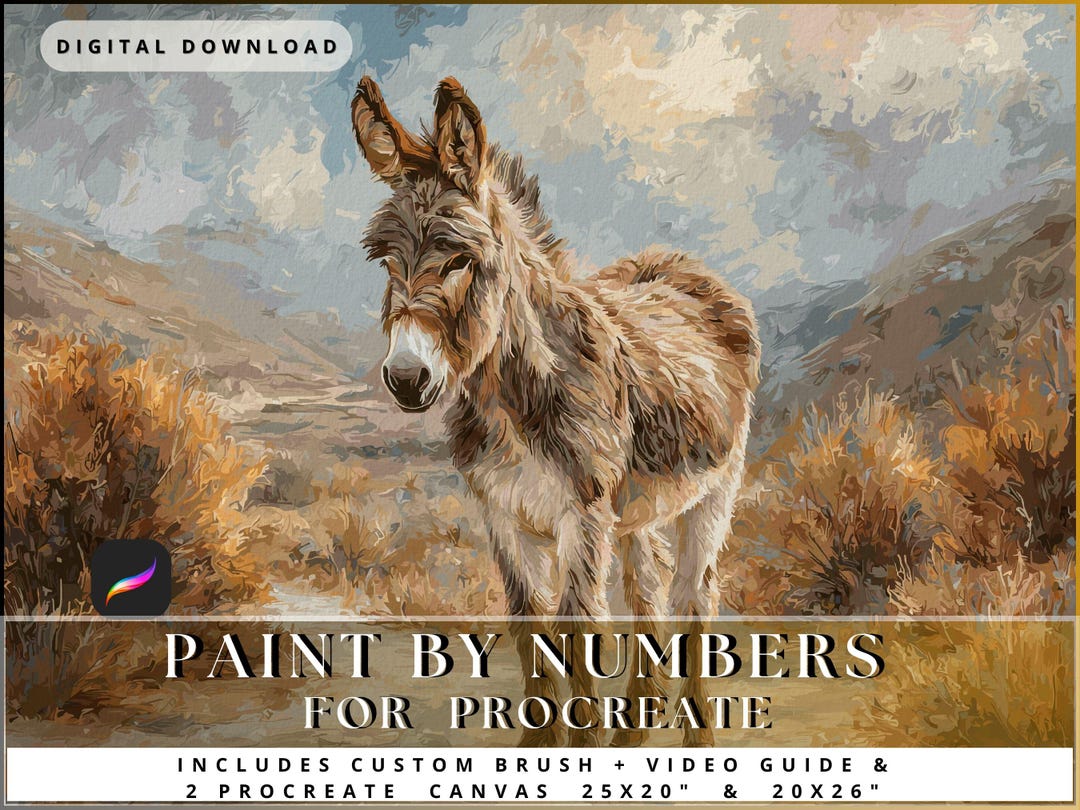 Procreate Color by Number ‚morning Desert Burro | Southwest Donkey ...