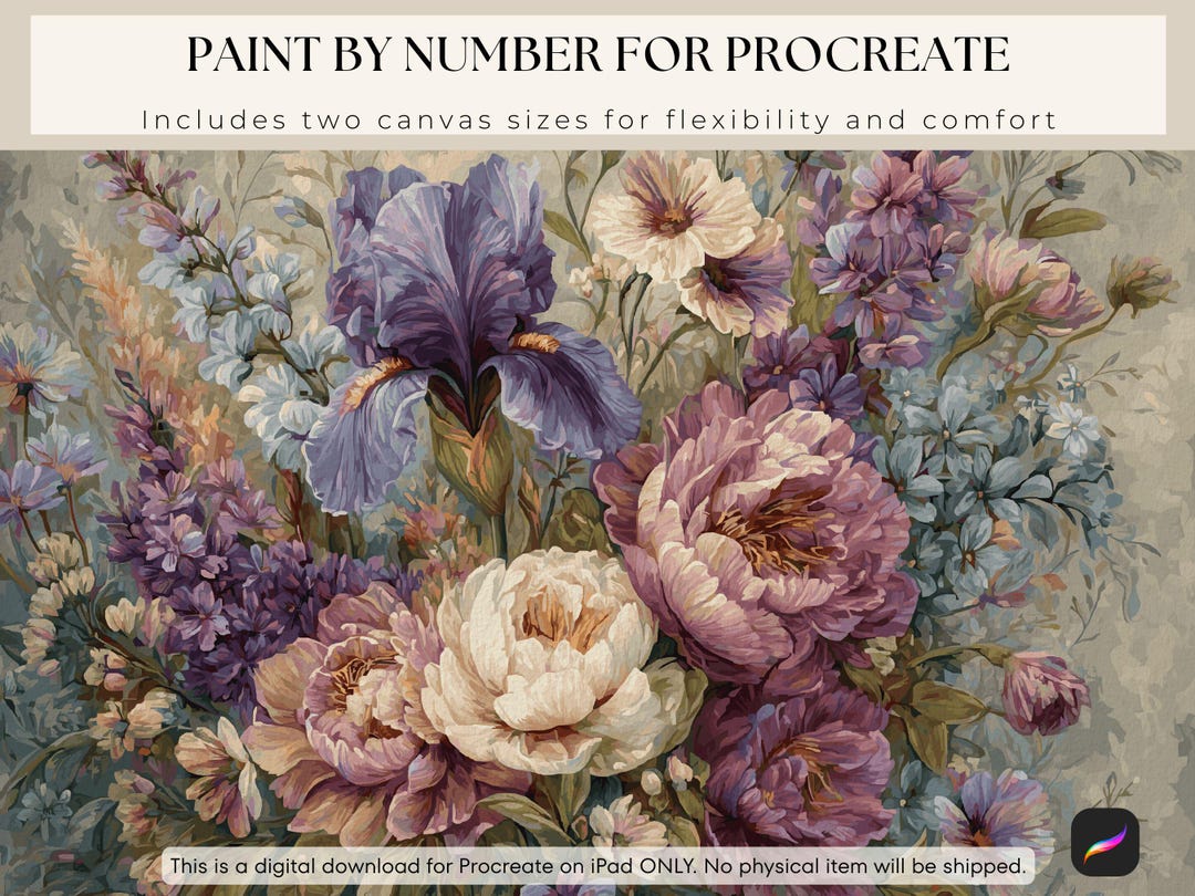 Fleurs En Douce Lumière Color by Number for Procreate, Floral Paint by ...