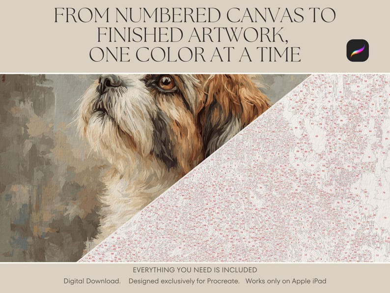 Always Near Shih Tzu Paint by Number for Procreate on Ipad, Gentle Lap ...