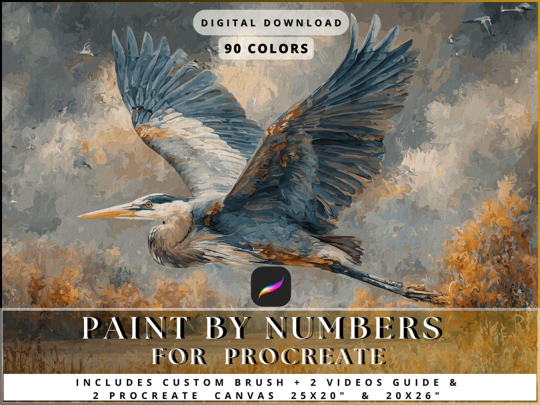 Stormlight Flight Procreate Paint by Number | Digital Heron Painting ...