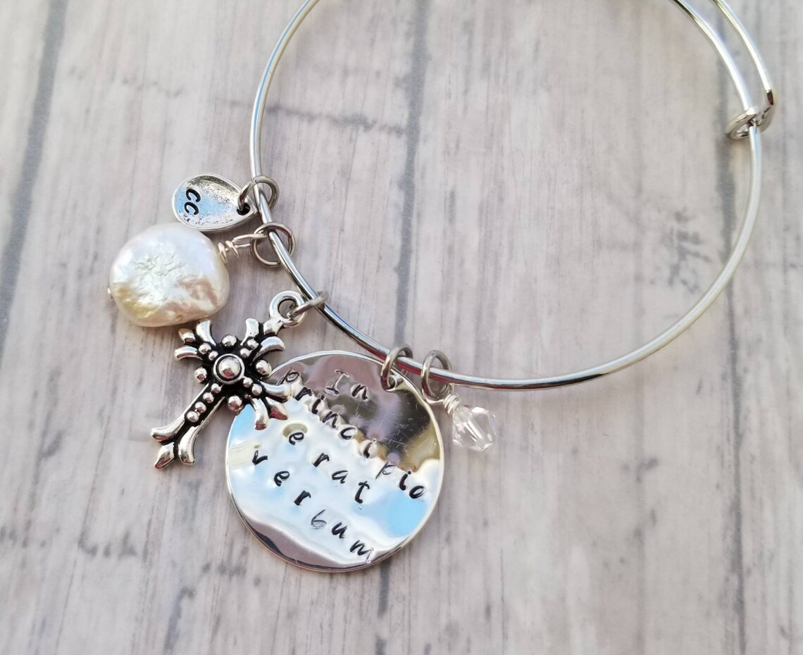 In Principio Erat Verbum Bracelet Latin Hand Stamped | Etsy