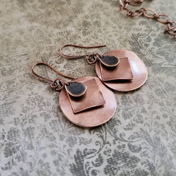 Copper Disc Earrings - Etsy