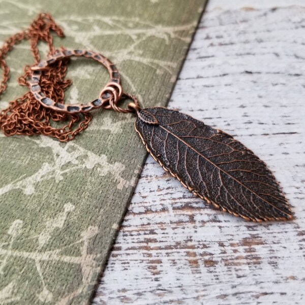 Copper Leaf Necklace - Etsy