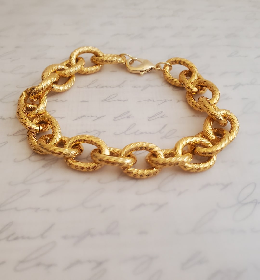 Chunky Gold Link Bracelet, Gold Plated Aluminum Chunky Bracelet ...