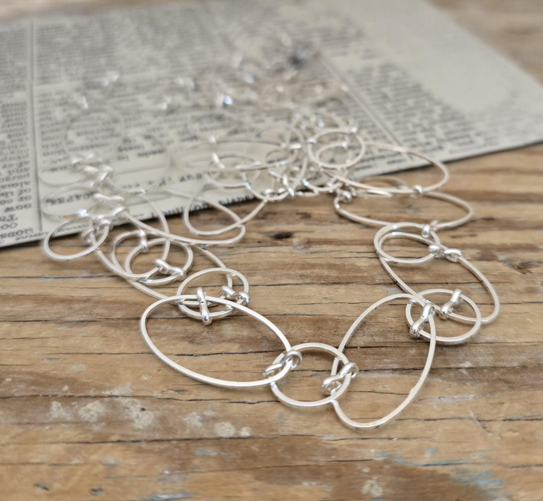 Long Chunky Silver Large Link Chain, 40 Inch Silver Statement Necklace ...