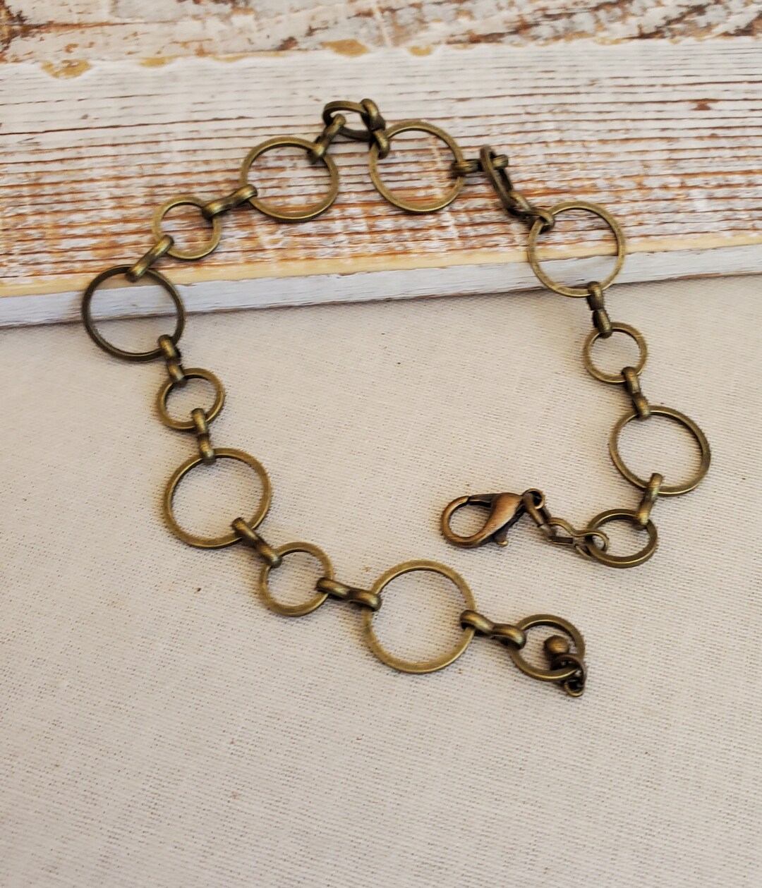 Bronze Link Chain Bracelet: Adjustable Brass Anklet - Etsy