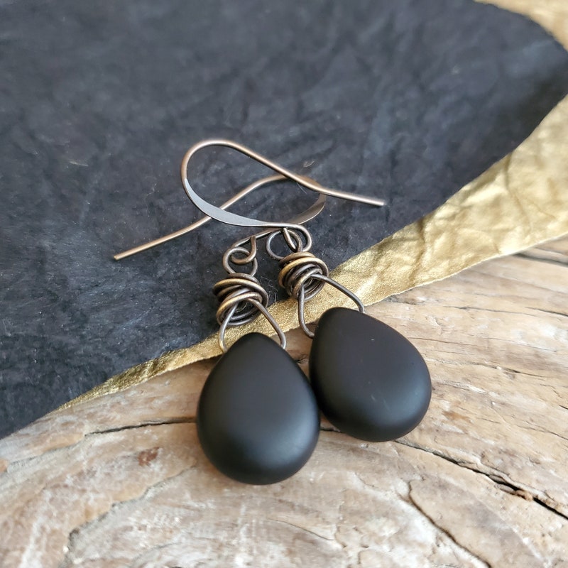 Jet Black Earrings Women - Etsy