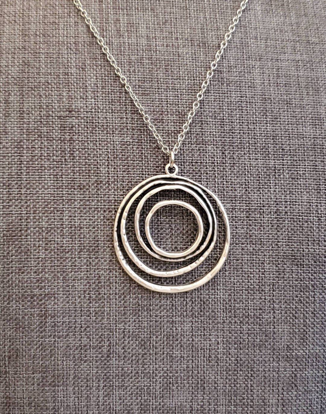 Minimal Boho Antiqued Silver Multi Ring Layering Necklace, Steampunk ...