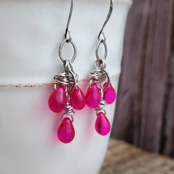 Pink Earrings - Etsy