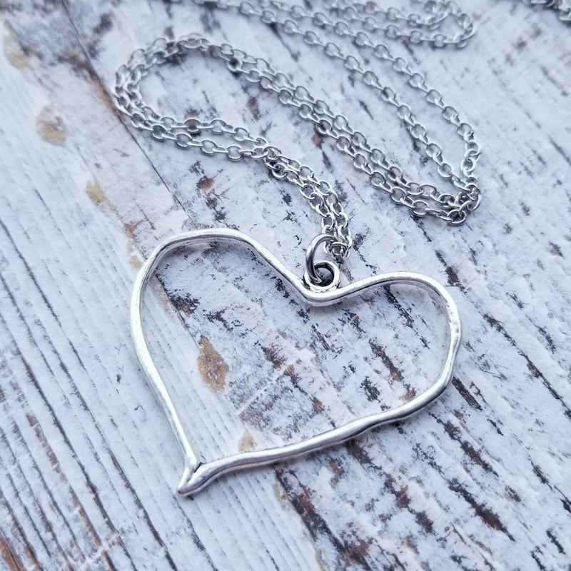 Long Heart Chain Necklace - Etsy