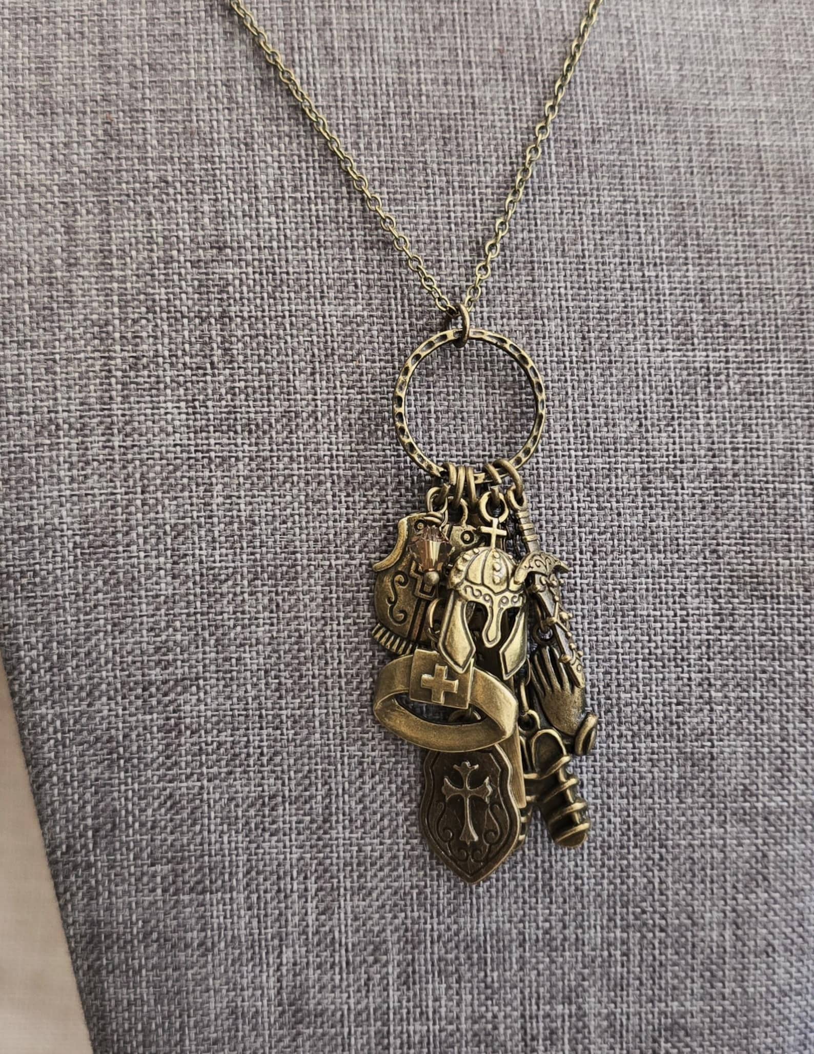 Armor of God Necklace: Bronze Scripture Pendant, Ephesians Charm ...