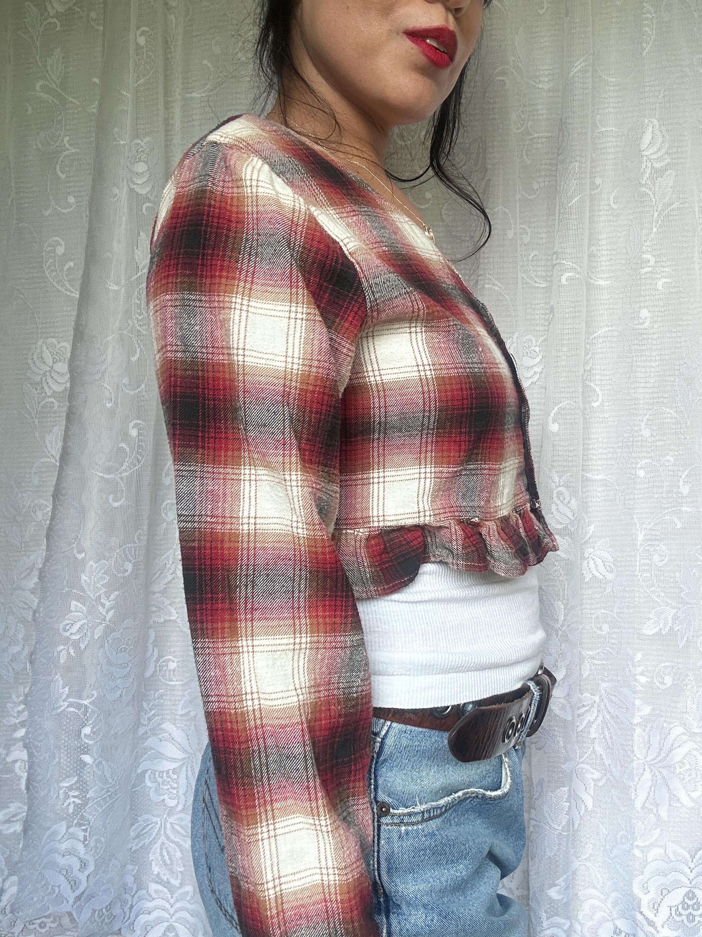 90s Plaid Crop Top, 90s Plaid Blouse, Grunge 90s Top, Plaid 90s Top ...