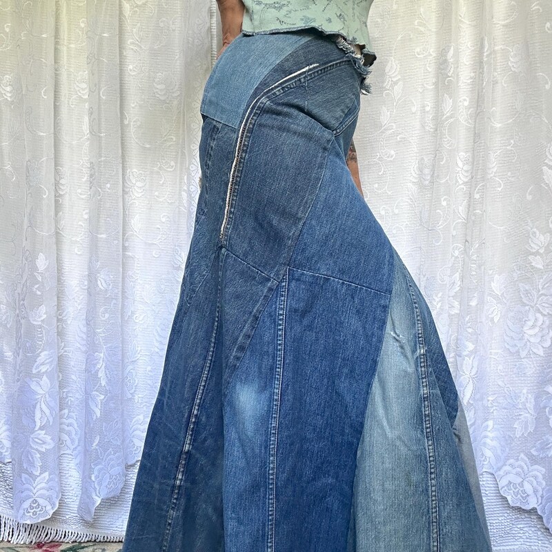 Upcycled Denim Skirt - Etsy