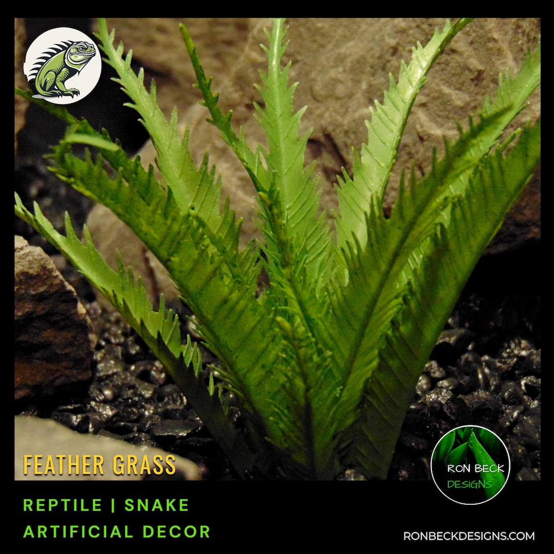 Artificial Feather Grass Blades – Reptile Snake Decor Plant Fake ...