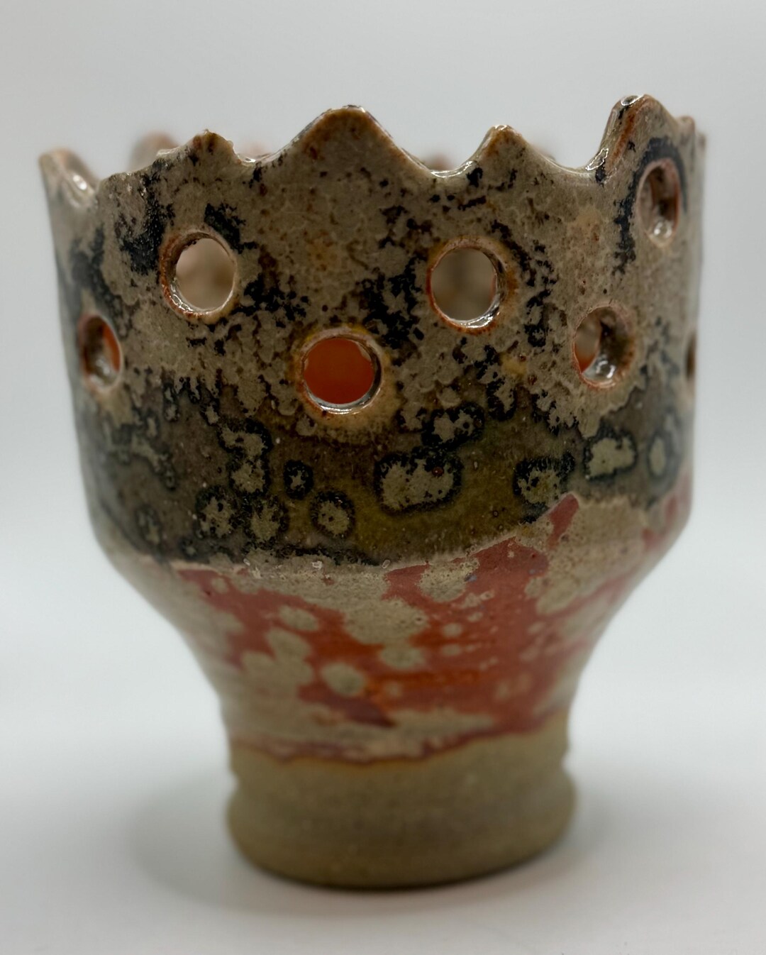 Handmade Art Pottery Vessel – Perforated Glaze Luminary | Contemporary ...