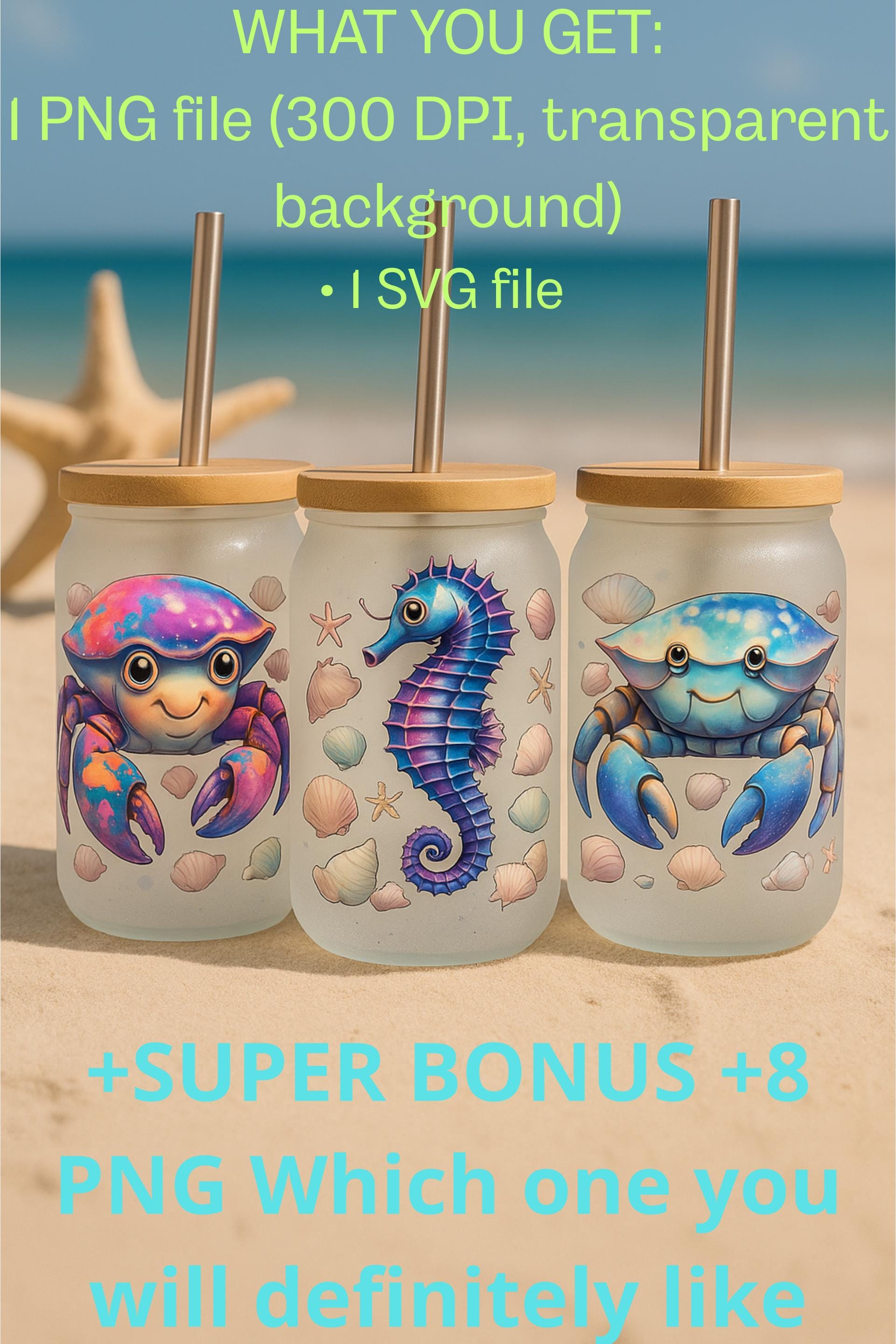 Colorful Sea Crabs and Seahorse PNG – “tropical Reef Friends ...