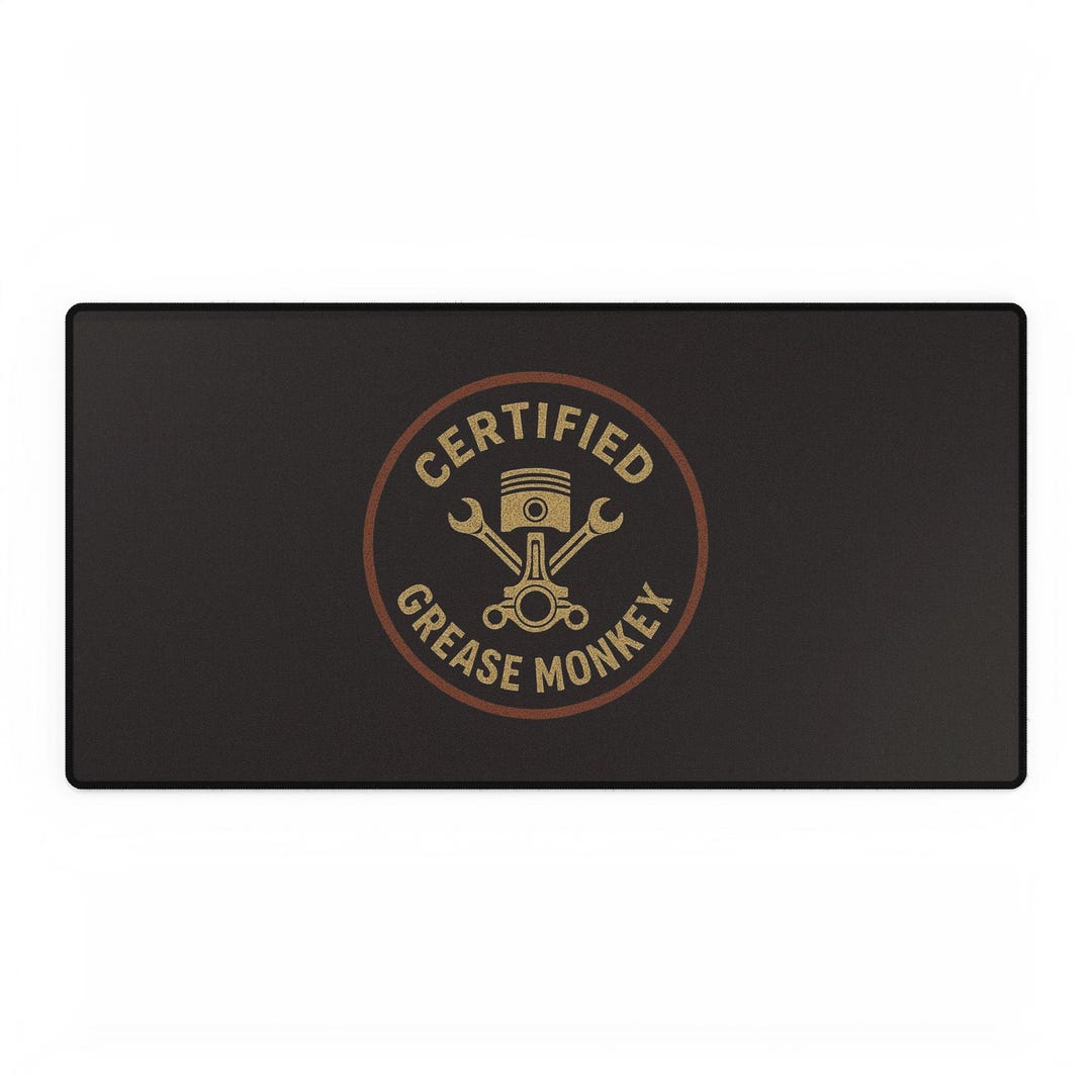 Mechanic Deskmat With Vintage Grease Monkey Badge Cool Mechanic Themed ...