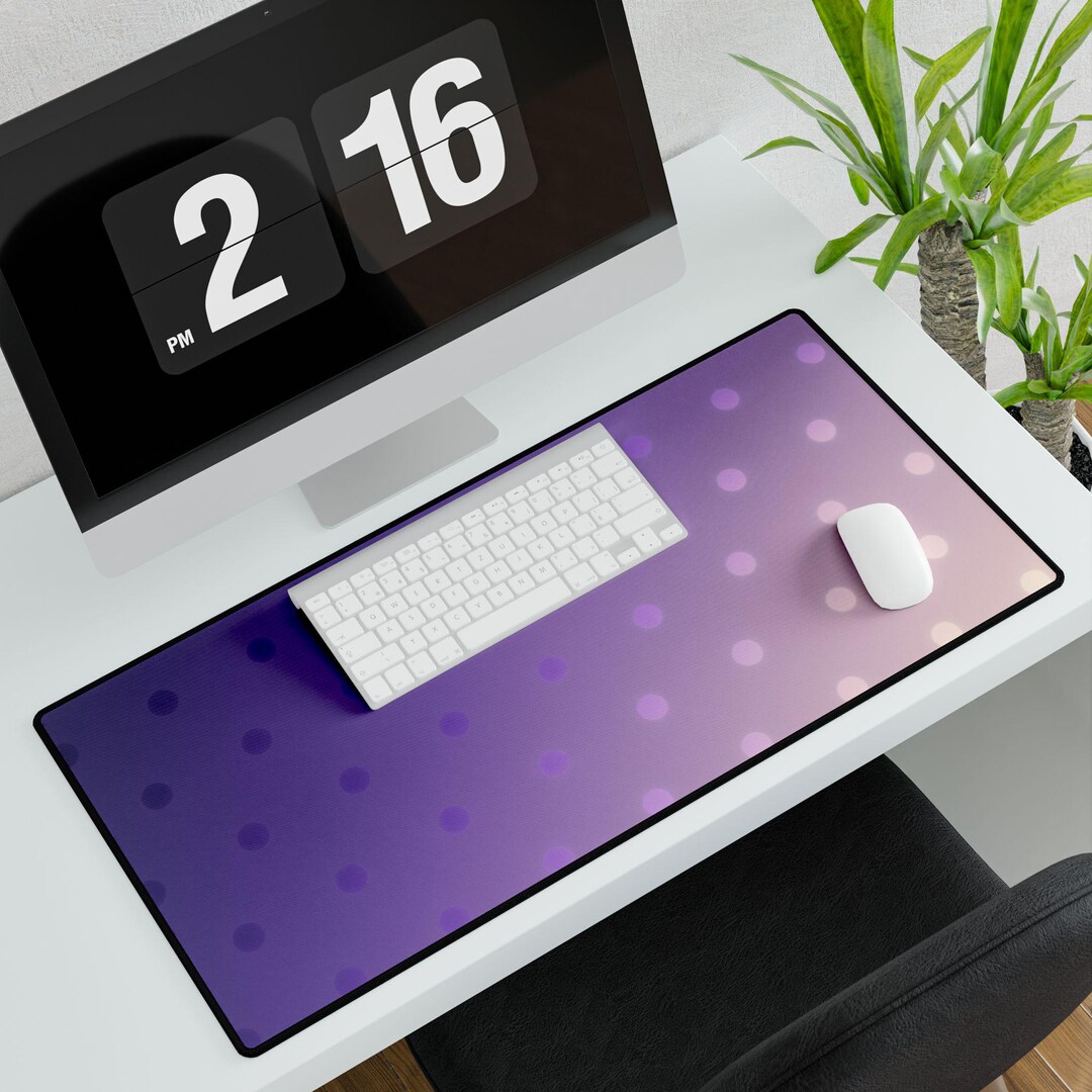 Gradient Glow Polka Dot Desk Mat Purple Dots Deskpad for Aesthetic ...