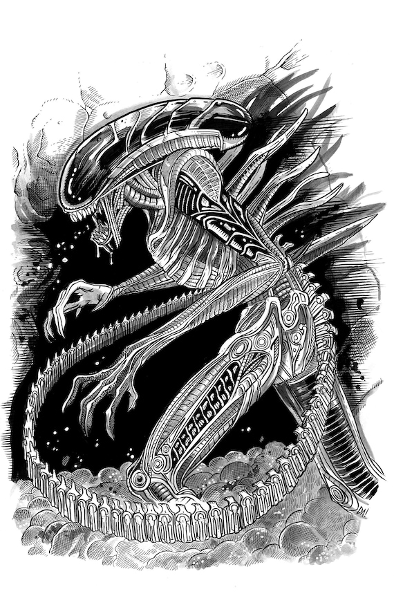 Xenomorph Alien limited edition retouched Bloody | Etsy