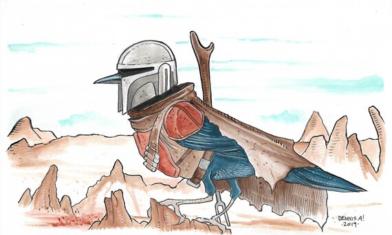 The Mandalorian Birds of Fantasy Original Art Illustration | Etsy