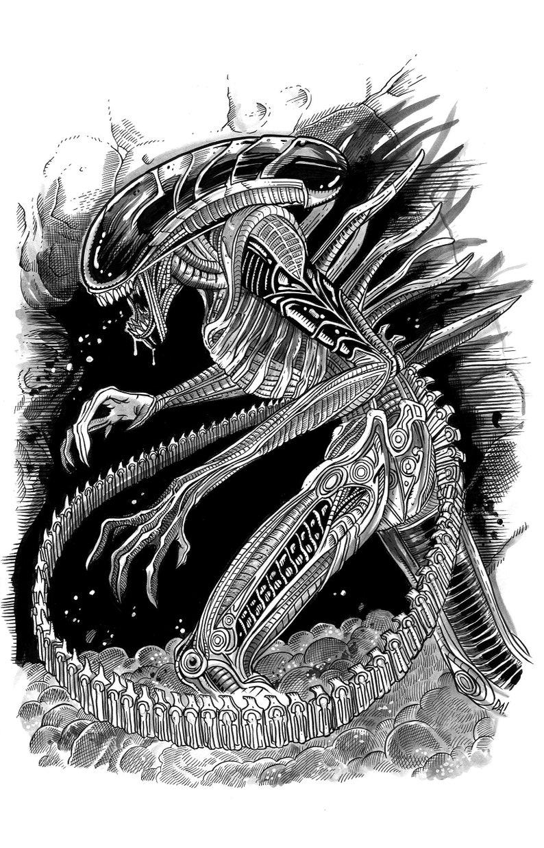 Xenomorph Alien Original Pen and Ink Illustration - Etsy