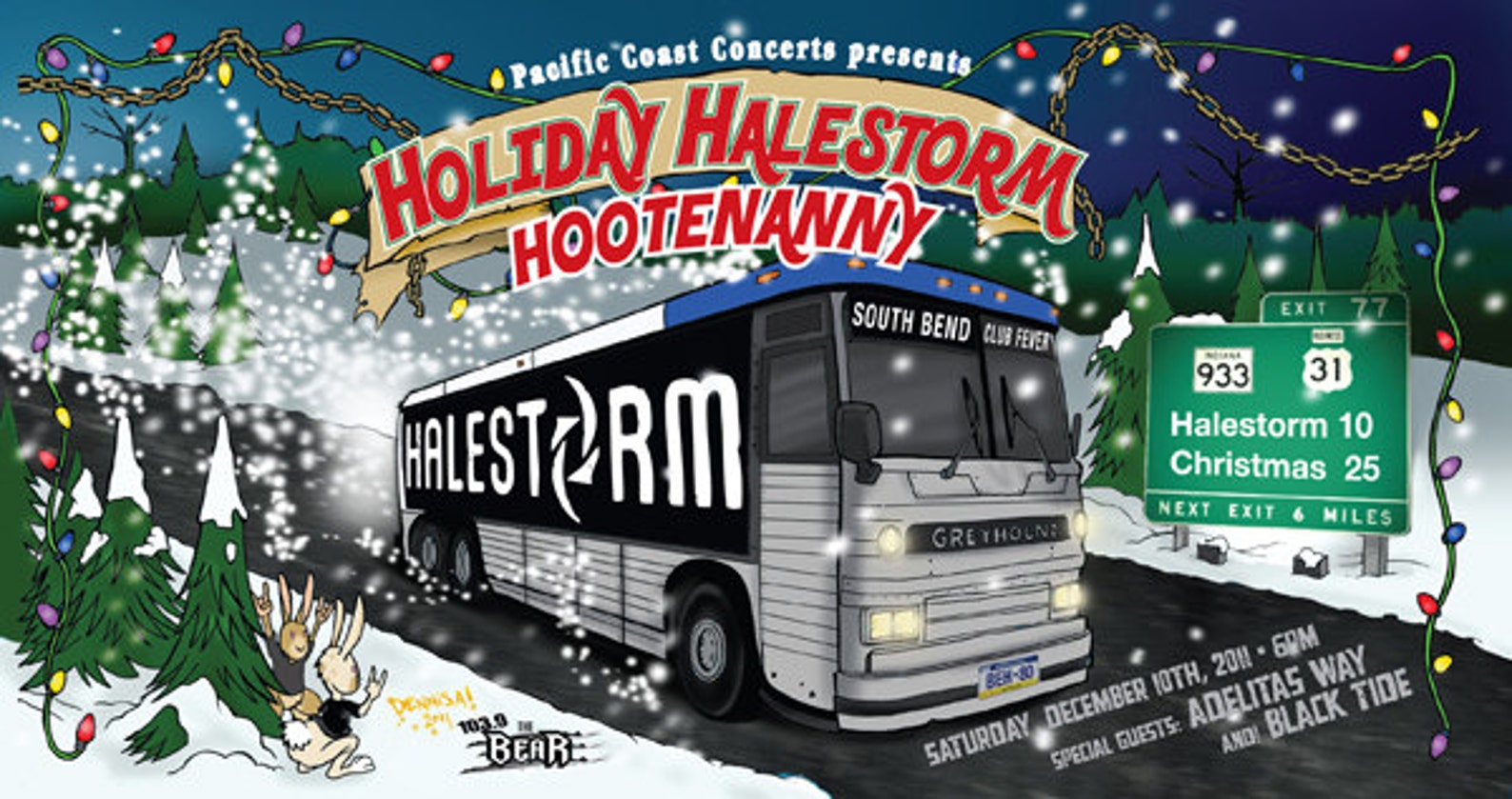 Halestorm Adelita's Way Black Tide Rock Gig Poster, Limited, Signed and ...