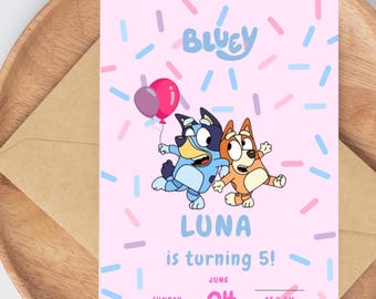 Girl Bluey Invitation Template - Etsy