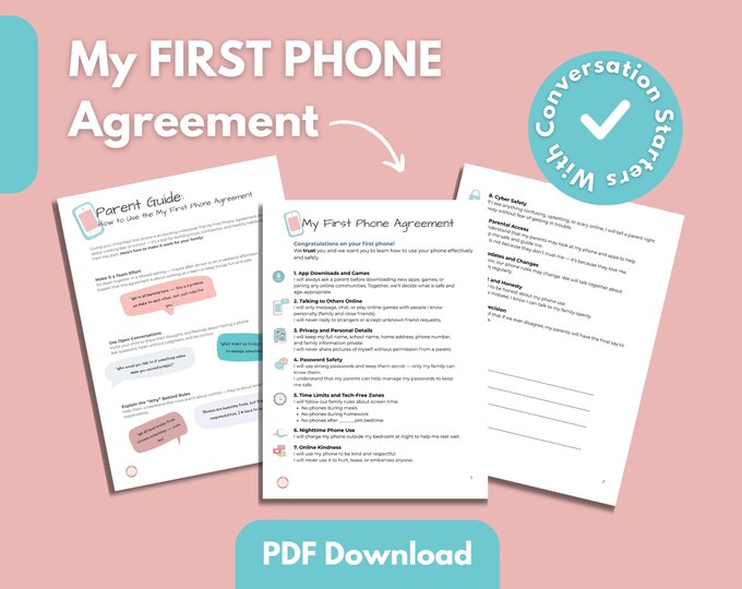 My First Phone Agreement AND Conversation Starters | Printable Family ...
