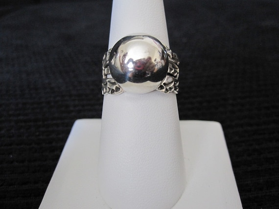 Adjustable Sterling Silver Dome Ring - Gem