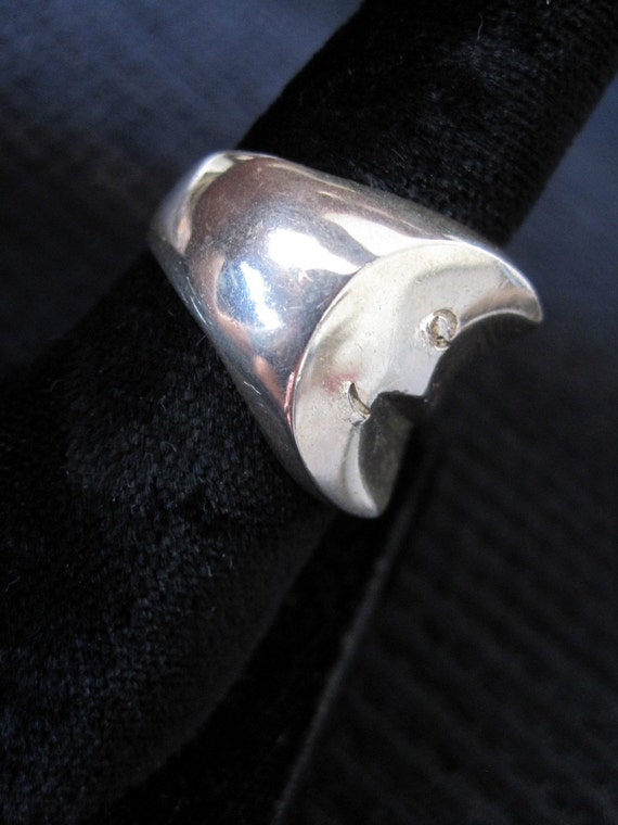 sterling moon ring - Gem