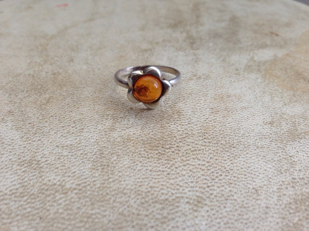 Baltic Amber Flower Ring - Etsy