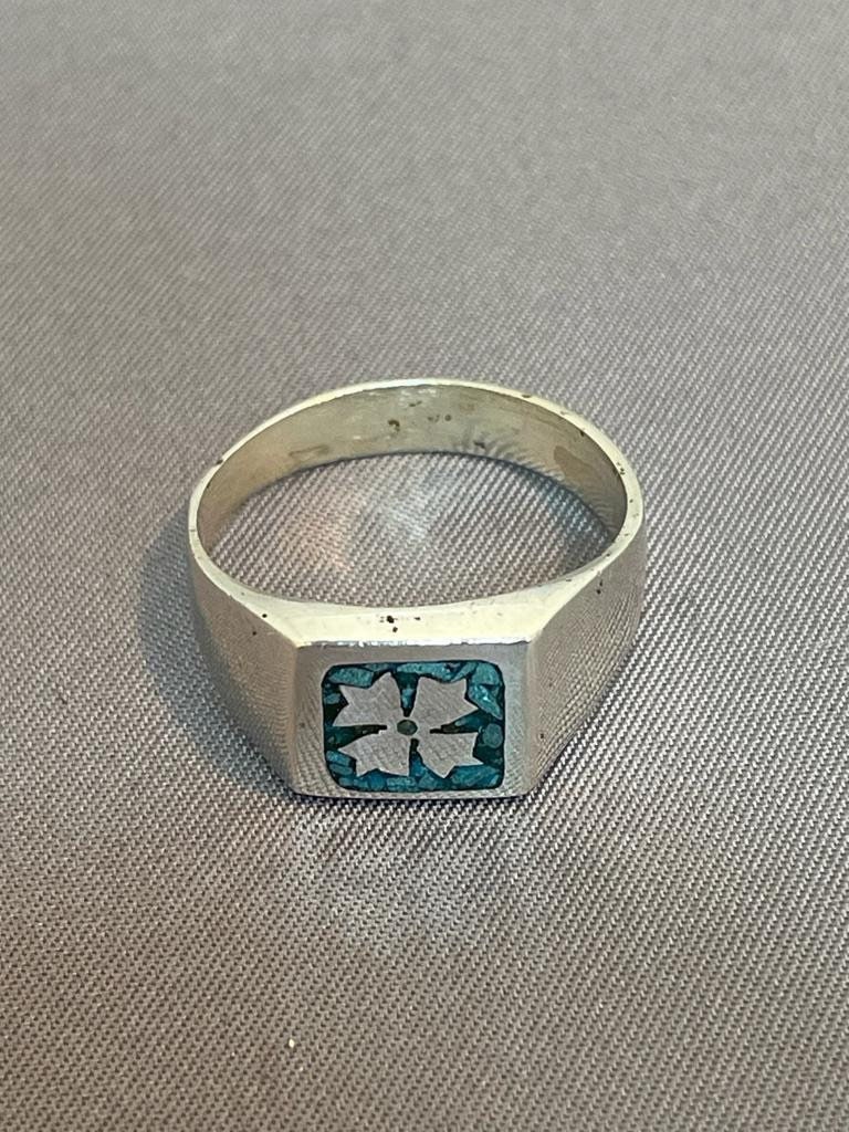 Inlaid Vintage Mexican Ring - Etsy