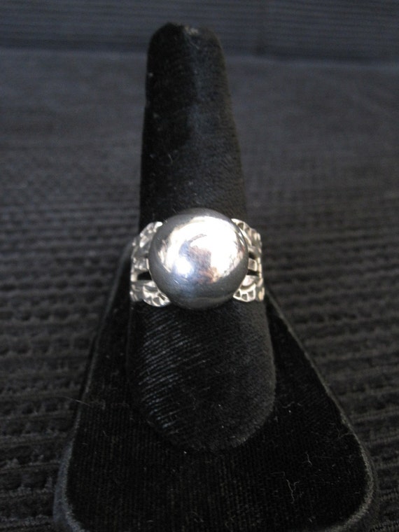 Adjustable Sterling Silver Dome Ring - Gem
