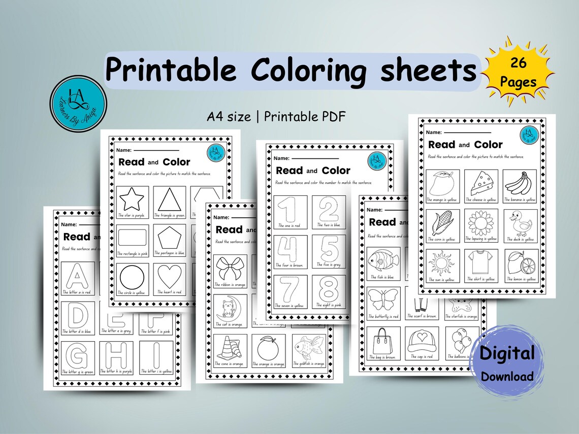 Fun Color Learning Activity Sheets-toddler & Preschool Educational ...