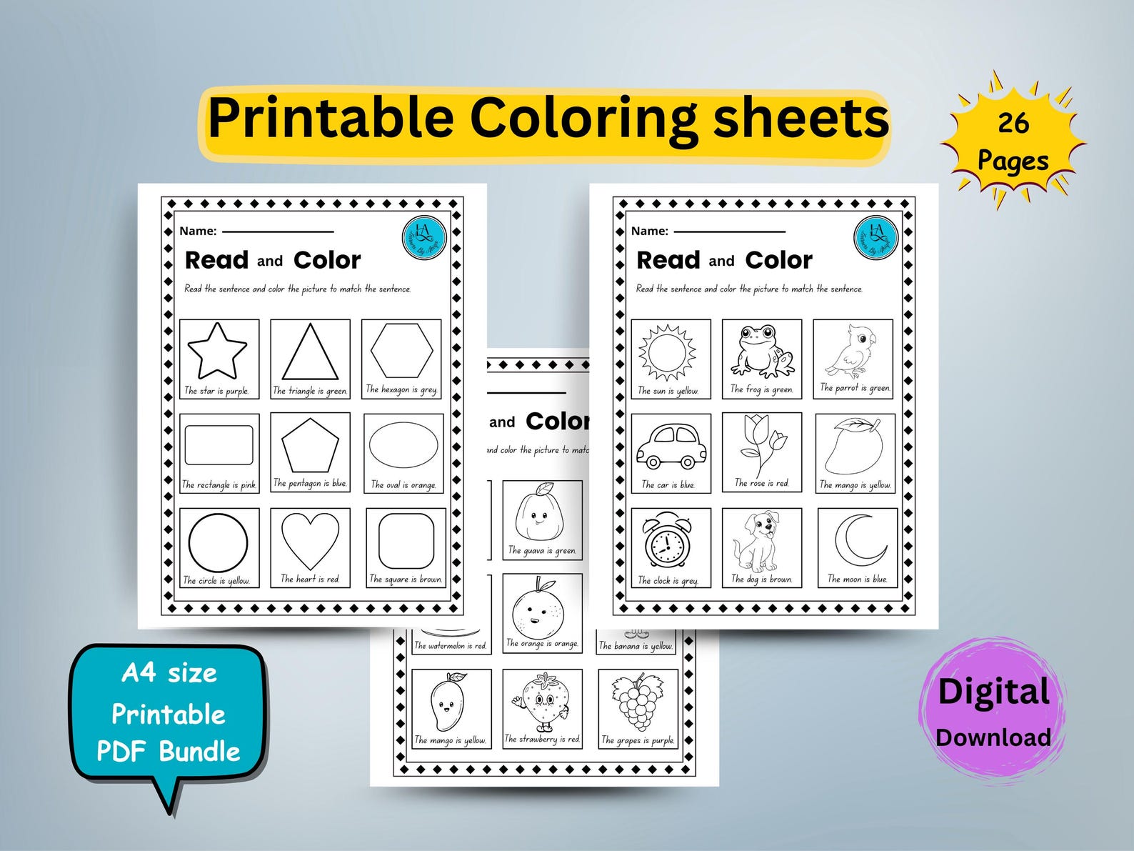 Fun Color Learning Activity Sheets-toddler & Preschool Educational ...