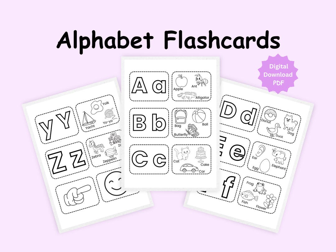 Alphabet Flash Cards | Writing, Coloring, and Kids Learning Bundle - Etsy