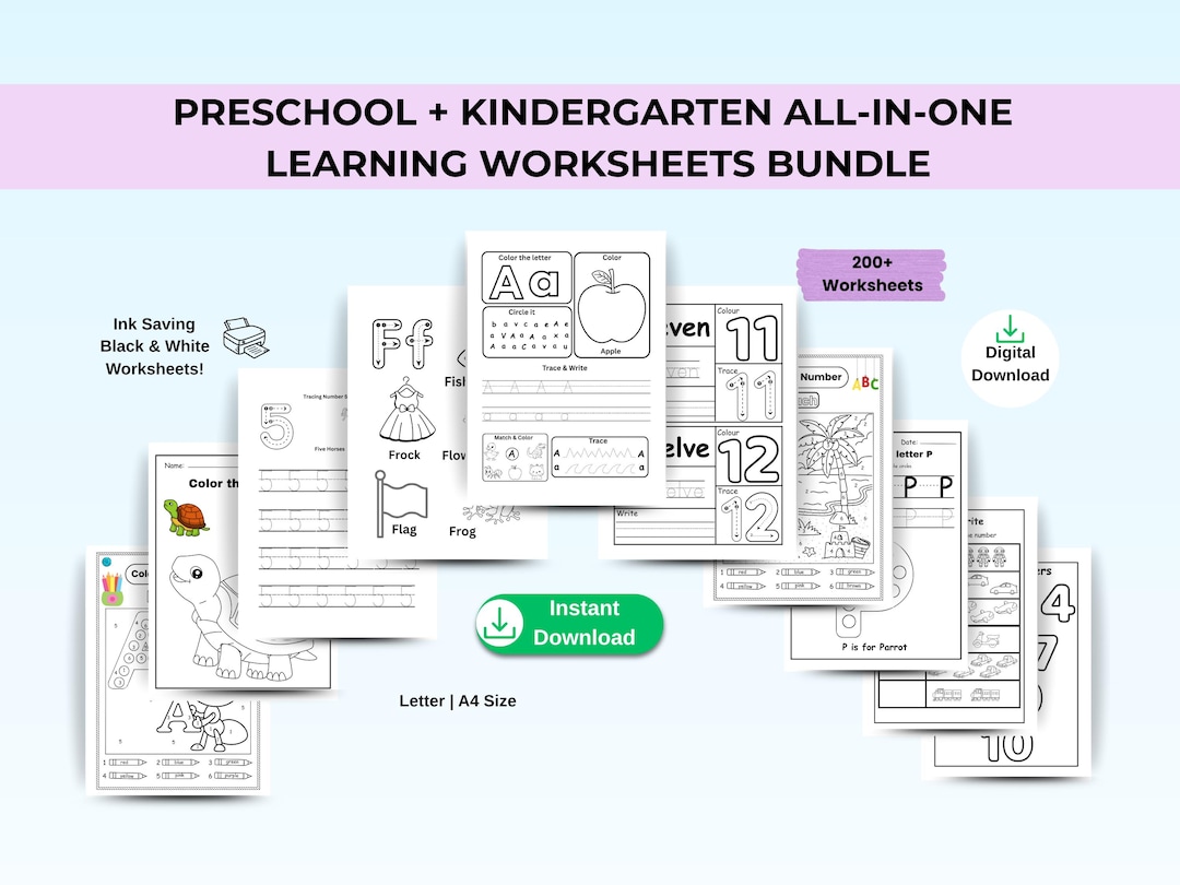 Preschool Learning Workbook | Alphabet, Numbers & Coloring (digital ...