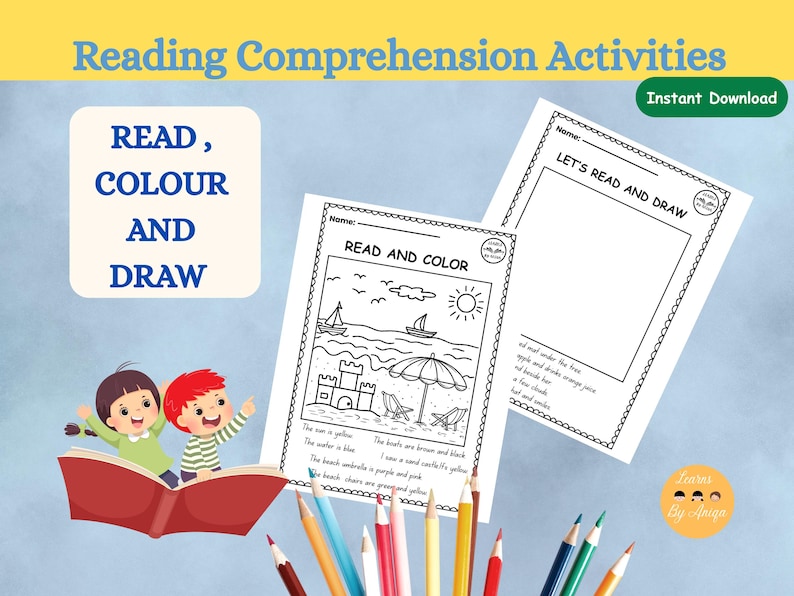 Coloring + Comprehension Printable| Color, Draw and Reading Worksheets ...