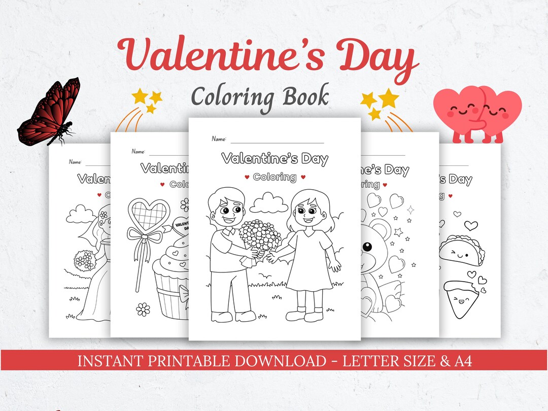 Valentine’s Day Coloring Page – Kids Activity Worksheet, Instant ...