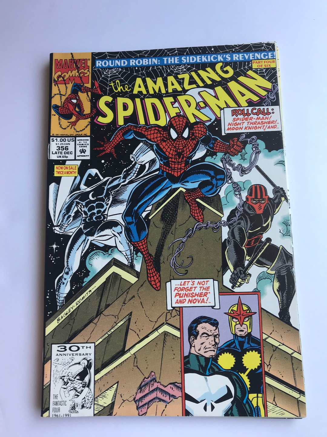 Amazing Spiderman 356 Round Robin Part 4 punisher, Moonknight 1991, VF ...