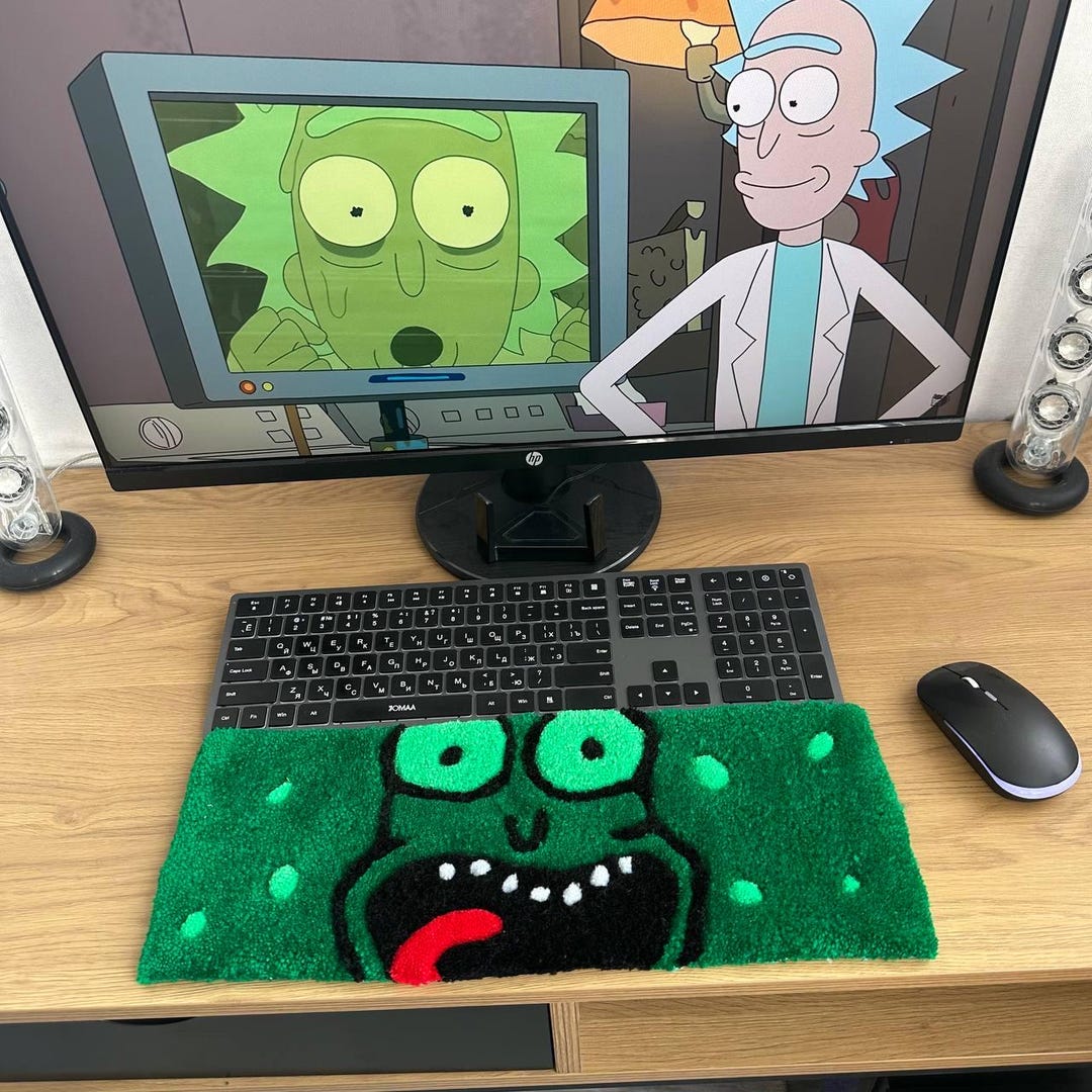 Funny Pickle Face Tufted Rug – Crazy Green Creature Desk Mat - Etsy