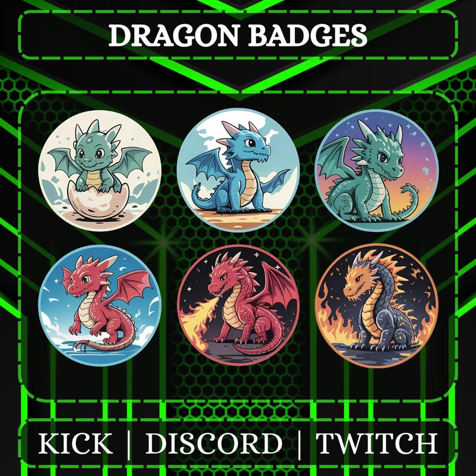 Dragon Sub Badges for Twitch | Instant Digital Download | Designed for ...