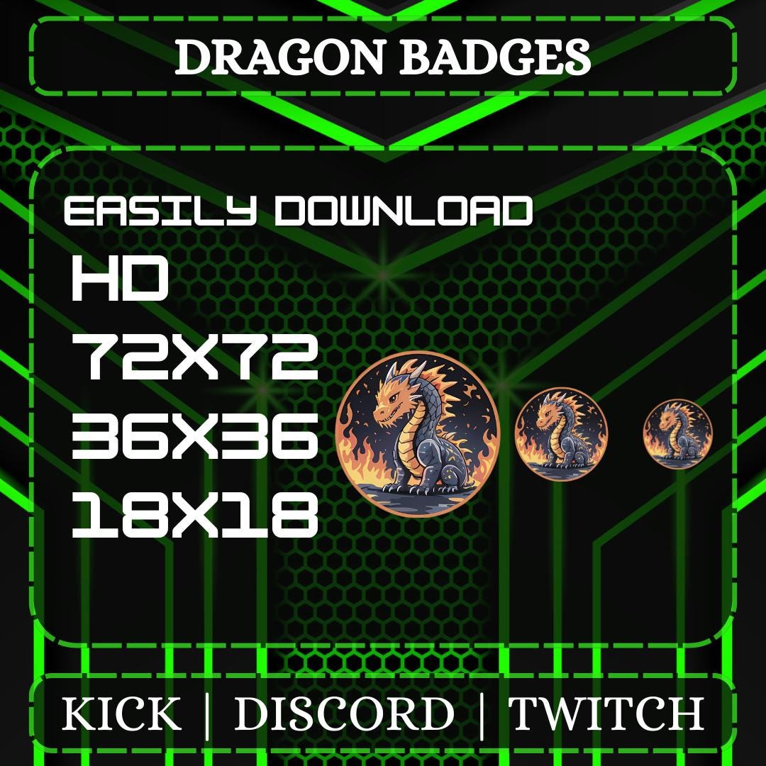 Dragon Sub Badges for Twitch | Instant Digital Download | Designed for ...