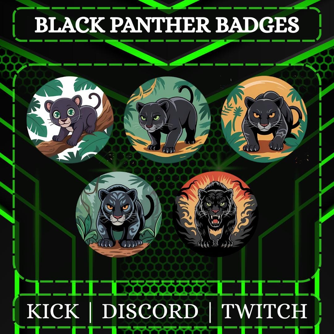 Black Panther Badges for Twitch | 6 Ready-to-use Badges | Instant ...