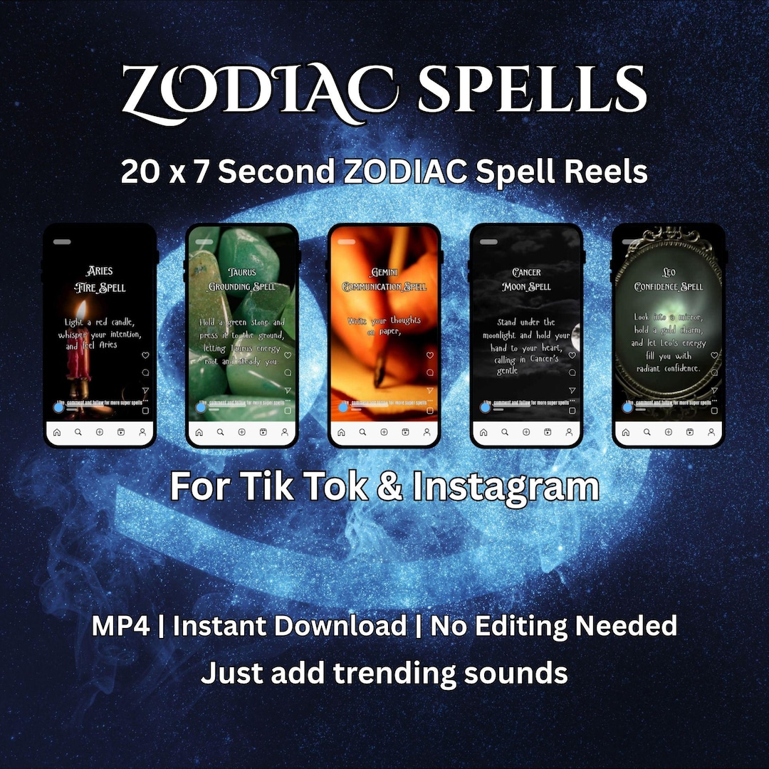 Zodiac Spells Pack: 20 Witchy Astrology Ritual Reels (digital Download ...