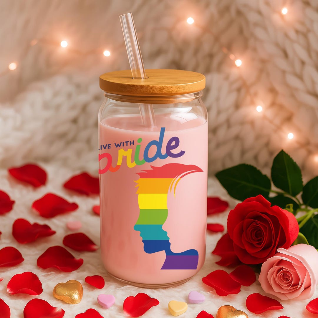Pride Drinking Glass 473 Ml - Glass Vessel With Straw, LGBTQ+ Pride ...