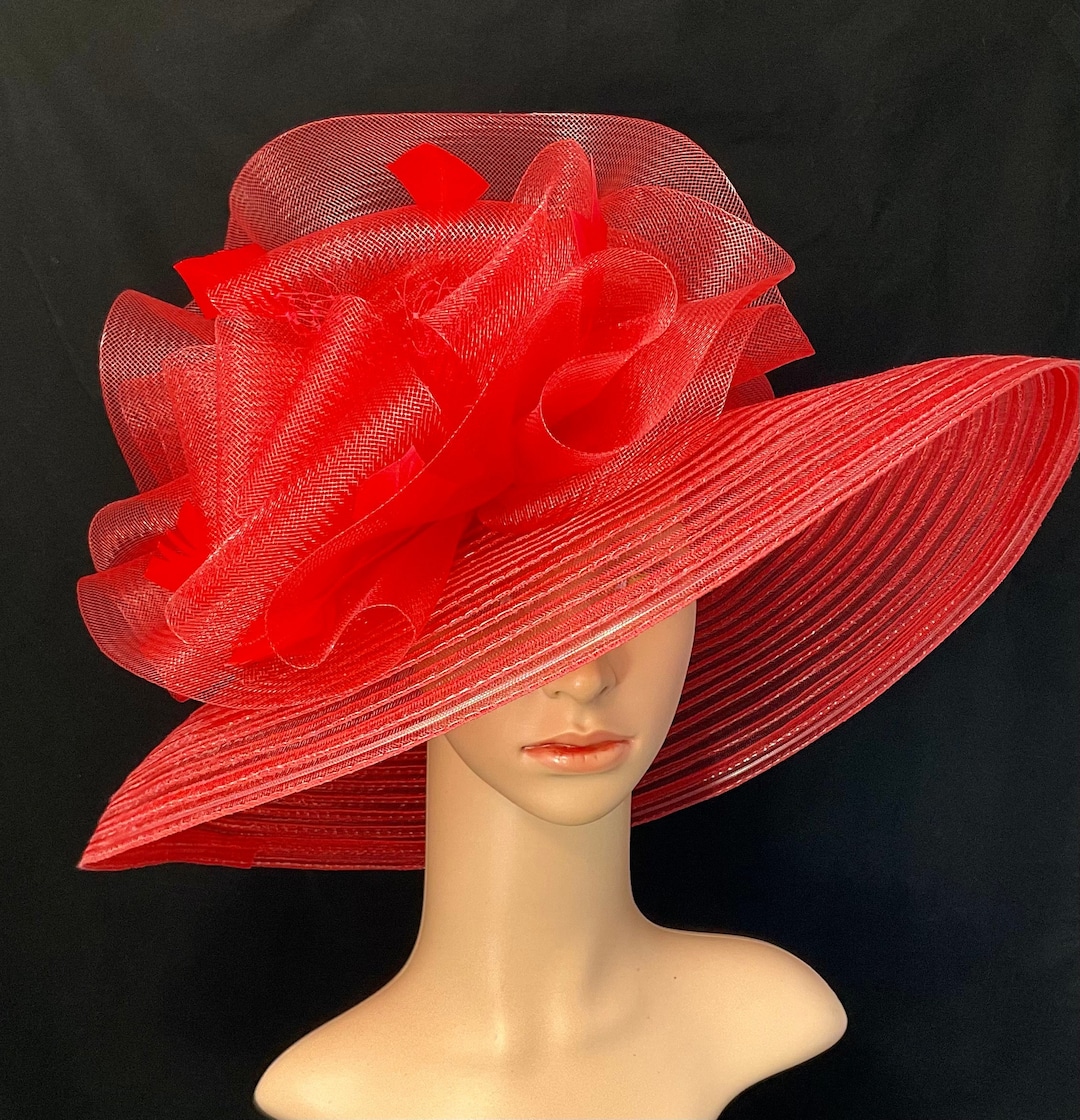 Red Lampshade Kentucky Derby Hat Derby Hat Dress Hat Wedding Hat Wide ...