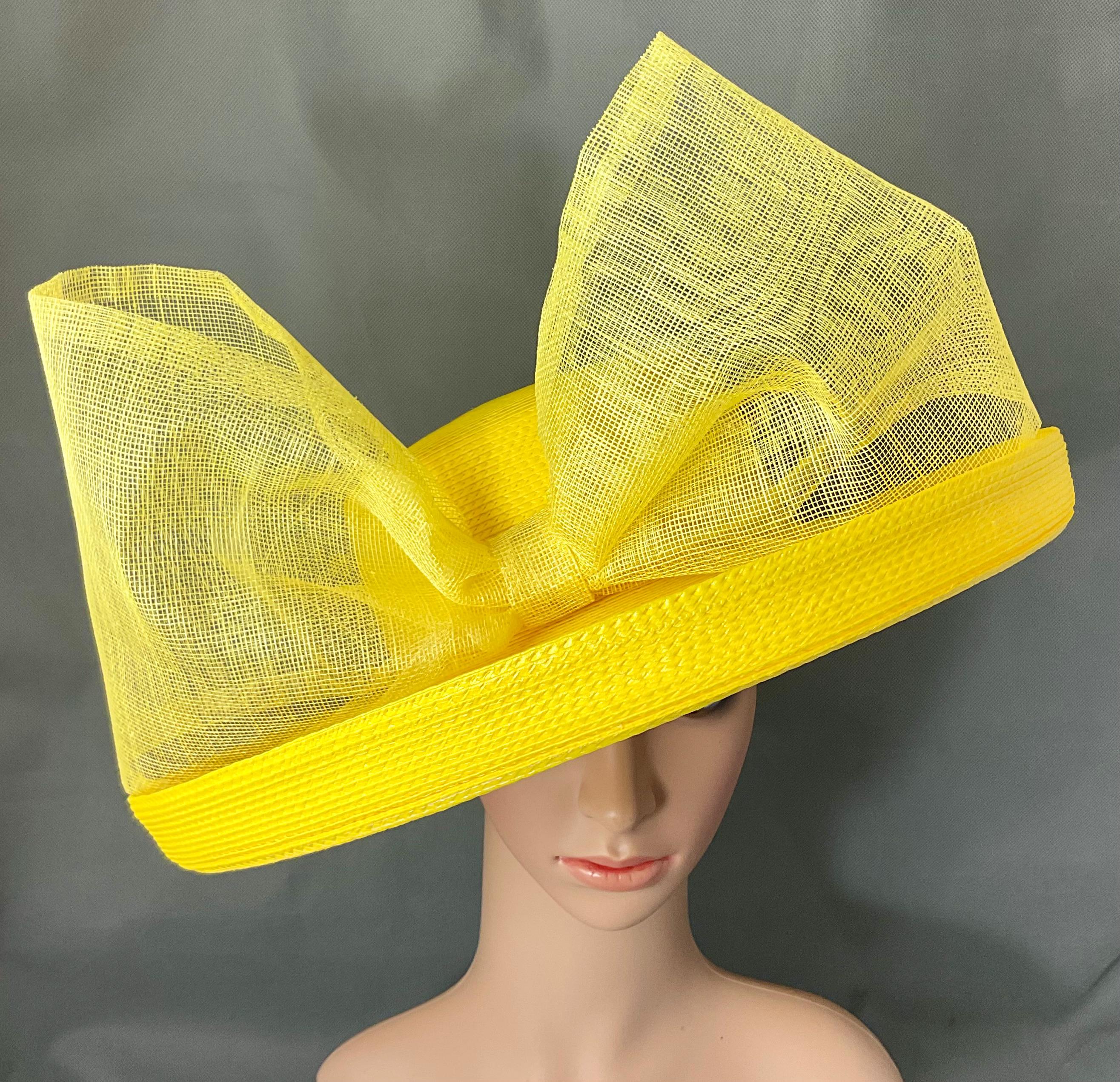 Yellow Kentucky Derby Hat, Extra Large Sinamay Bow - Etsy